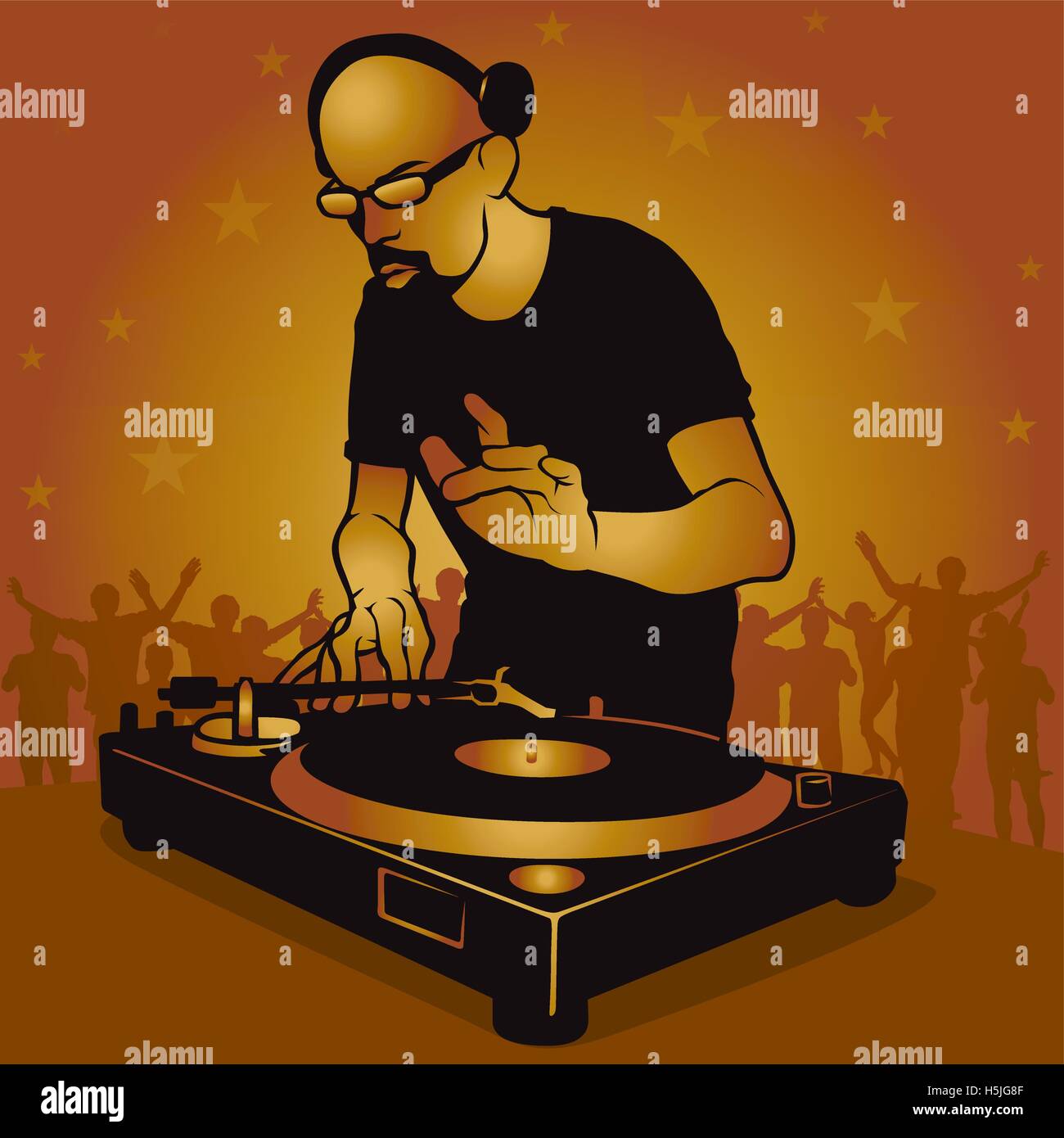 Disc Jockey In Action Stock Vector Image & Art - Alamy