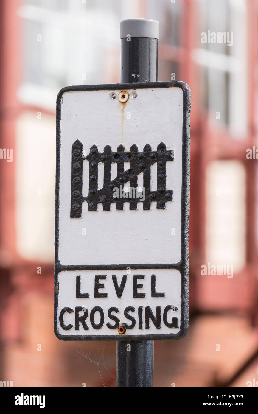 Level crossing sign from the 1950s, preserved at the Midland Railway ...