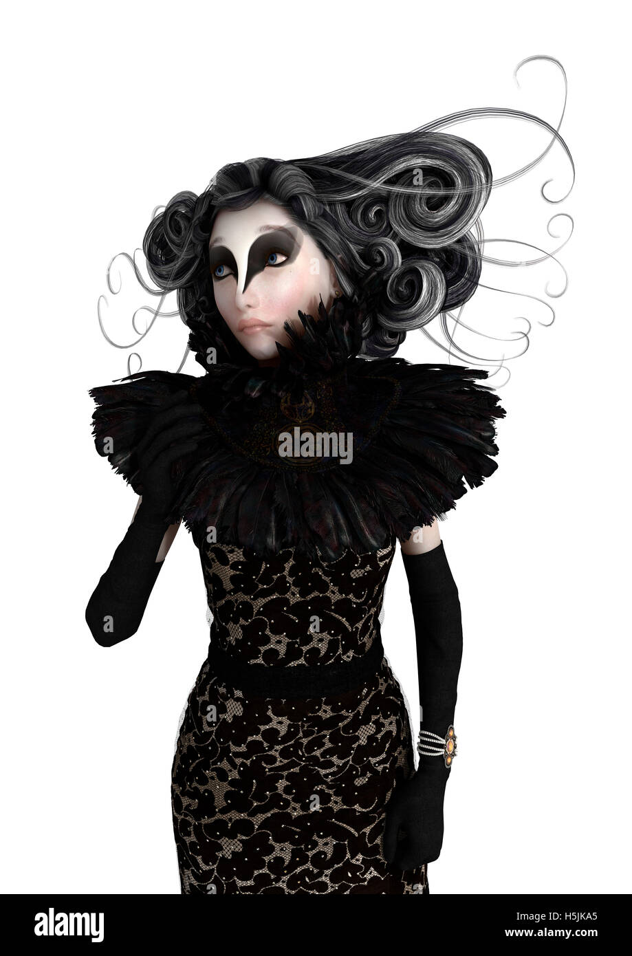 3D rendering of a beautiful witch isolated on white background Stock ...