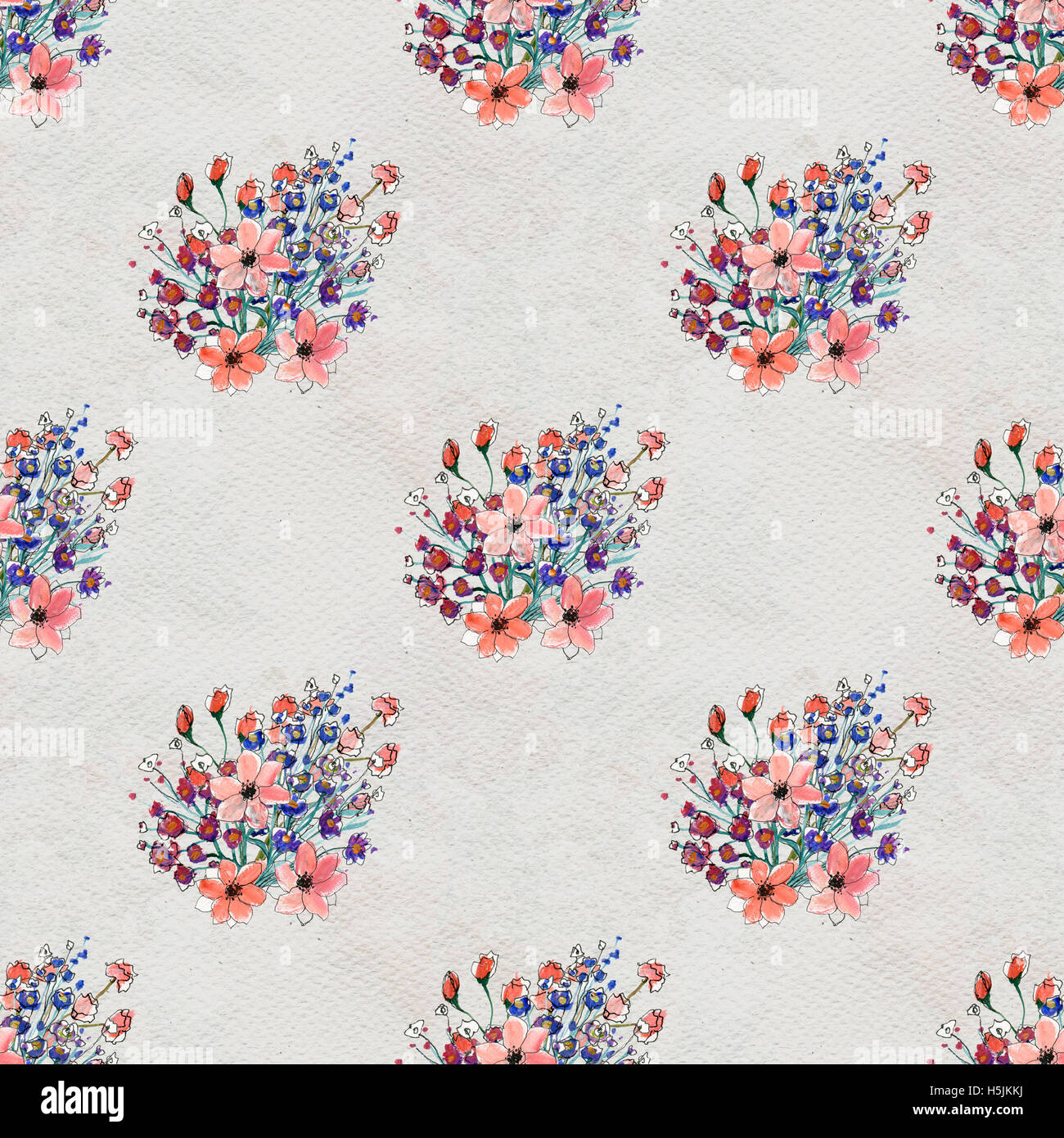 Seamless pattern with colorful flowers Stock Photo - Alamy