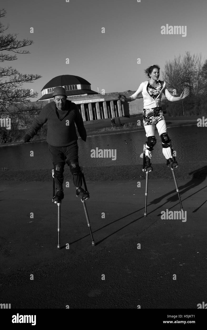 Stilts walker Black and White Stock Photos & Images - Alamy