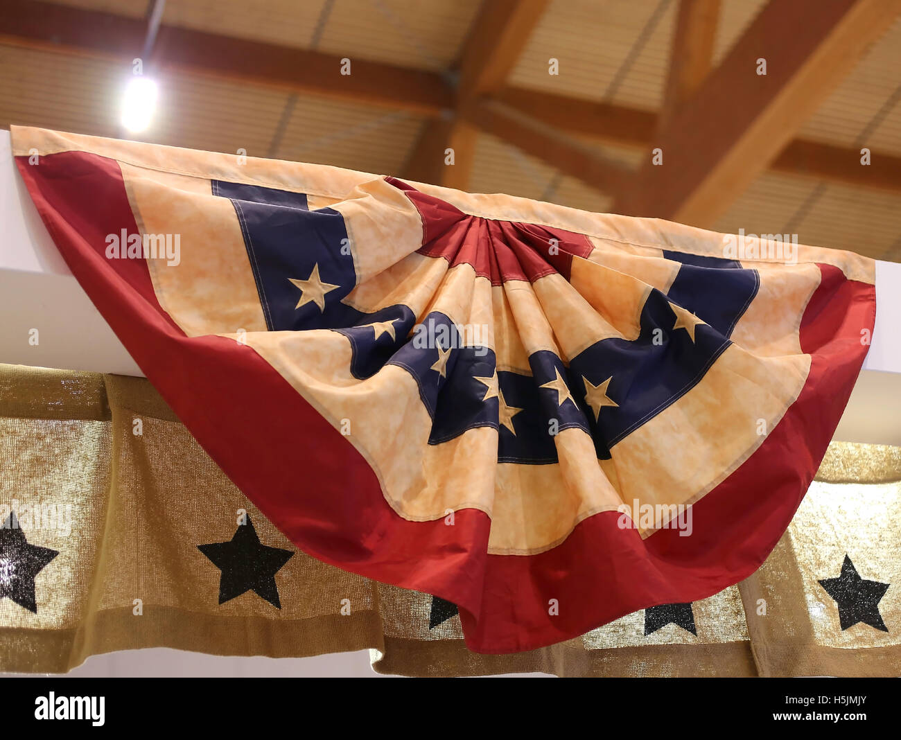 Circular American flag hanging inside the industrial warehouse Stock ...