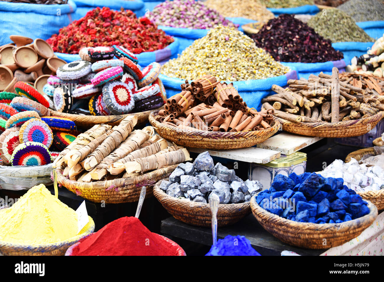 Variety of spices on the arab street market stall Stock Photo - Alamy