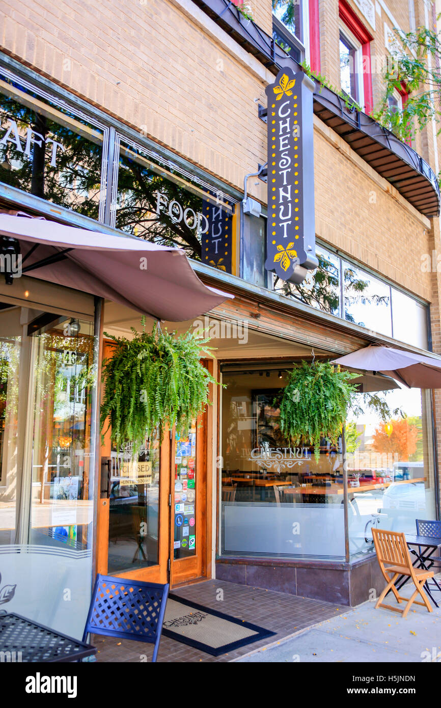 The Chestnut Cafe on Biltmore Ave in downtown Asheville, NC Stock Photo ...