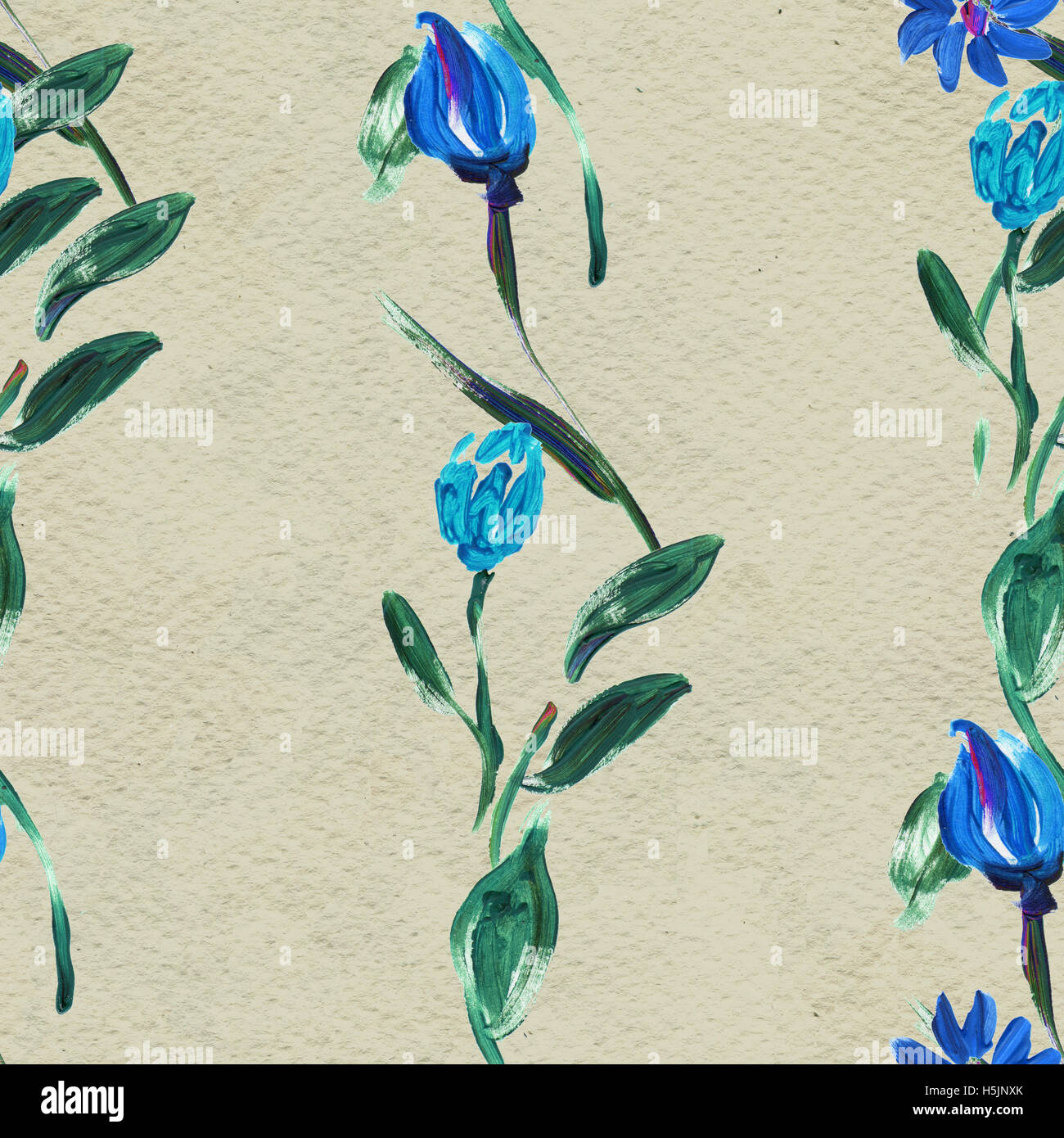 Seamless pattern with blue flowers Stock Photo - Alamy