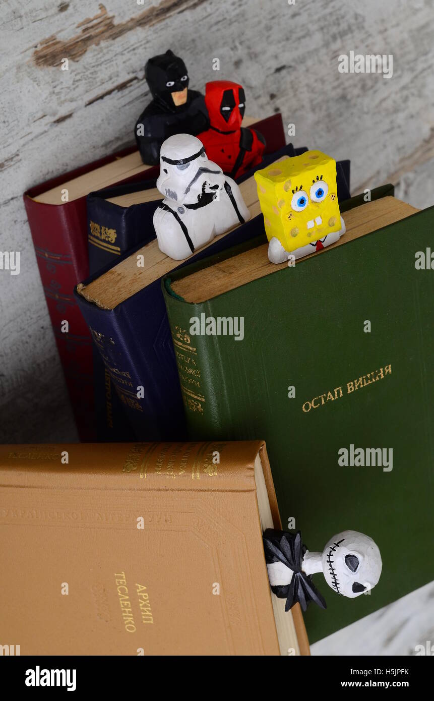 bookmarks for books as comic characters Stock Photo - Alamy