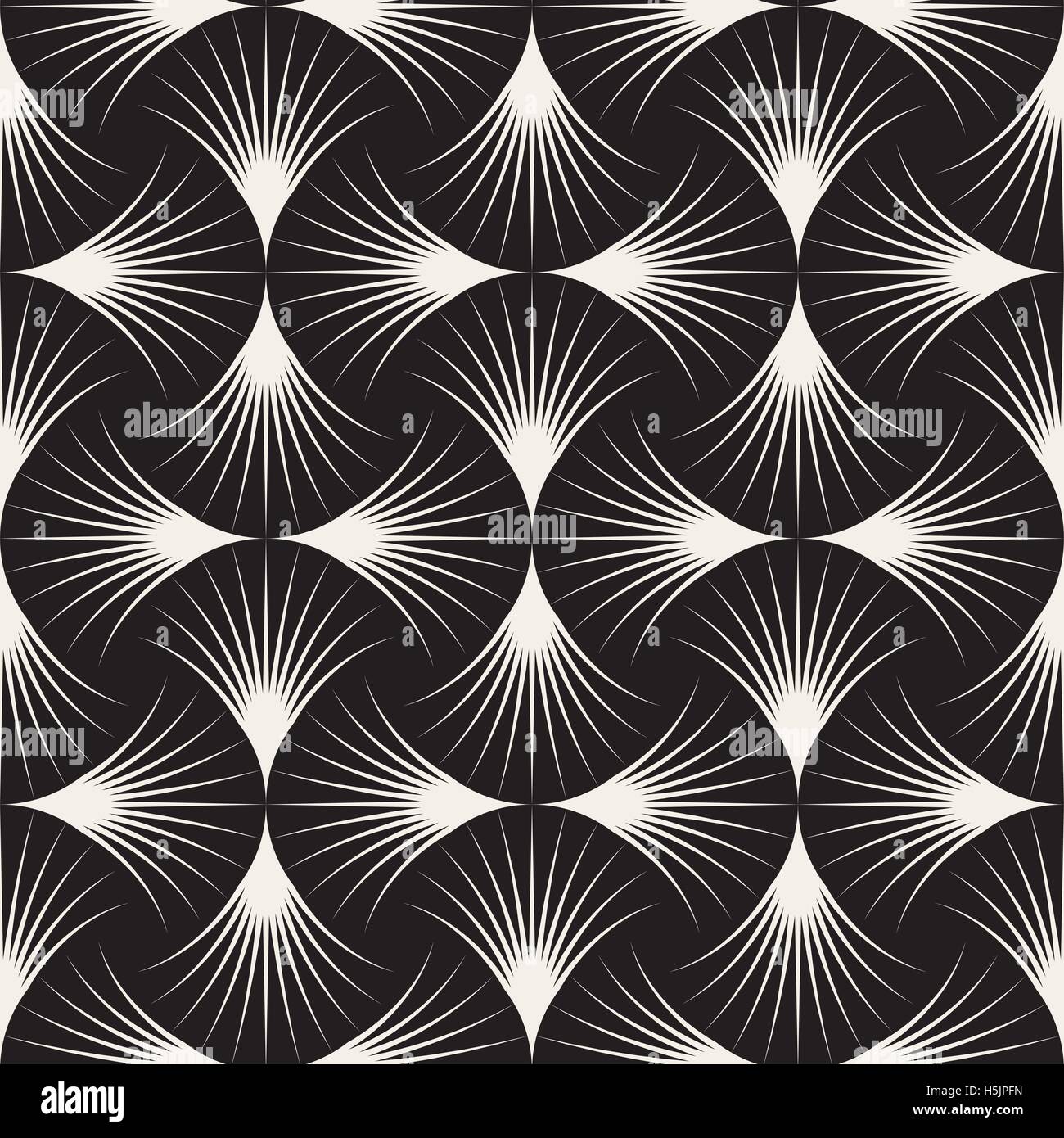 Vector Seamless Black and White Arc Lines Grid Pattern Stock Vector ...
