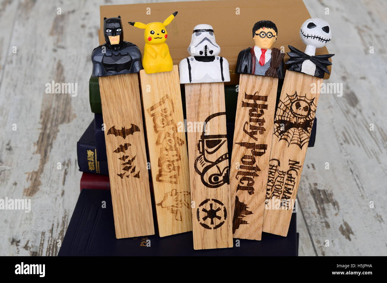 bookmarks for books as comic characters Stock Photo - Alamy