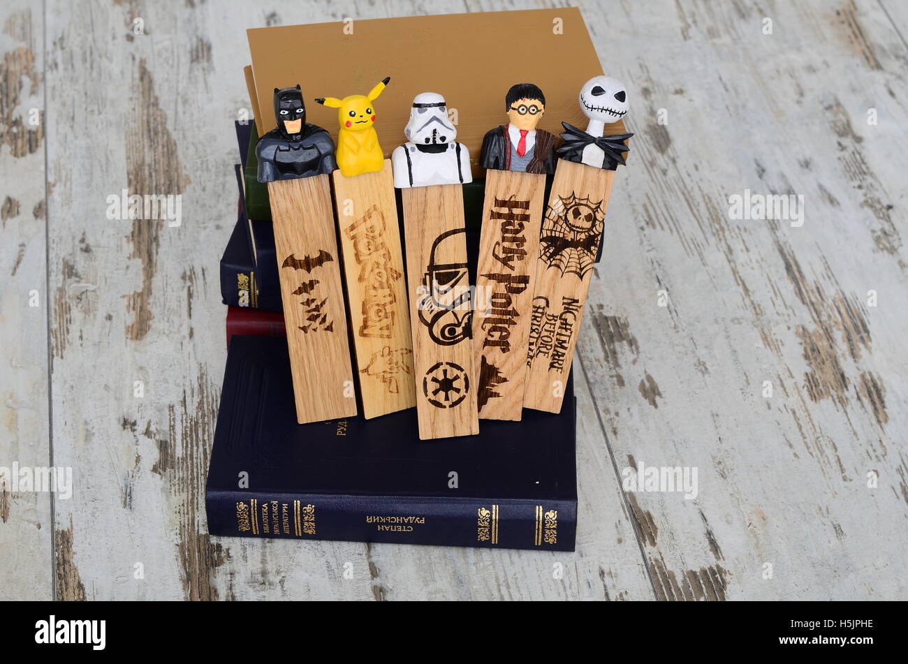 bookmarks for books as comic characters Stock Photo - Alamy
