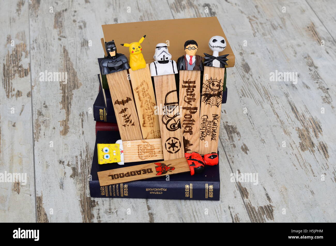 bookmarks for books as comic characters Stock Photo - Alamy