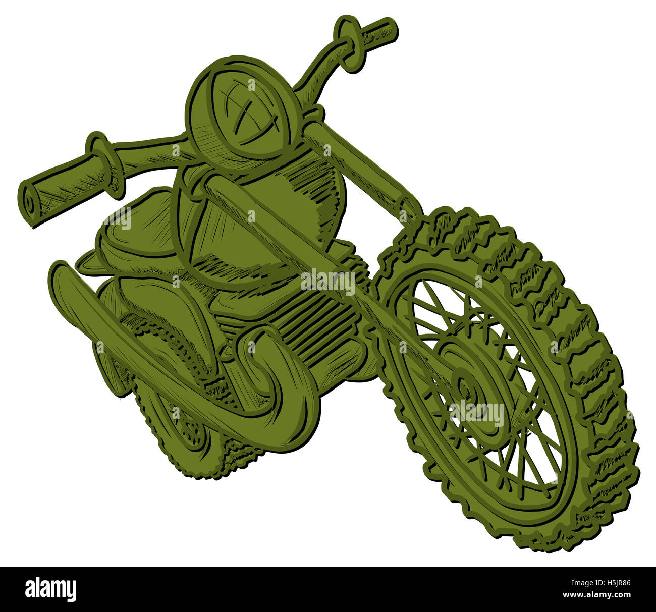 Motorcycle drawing on white Cut Out Stock Images & Pictures - Alamy