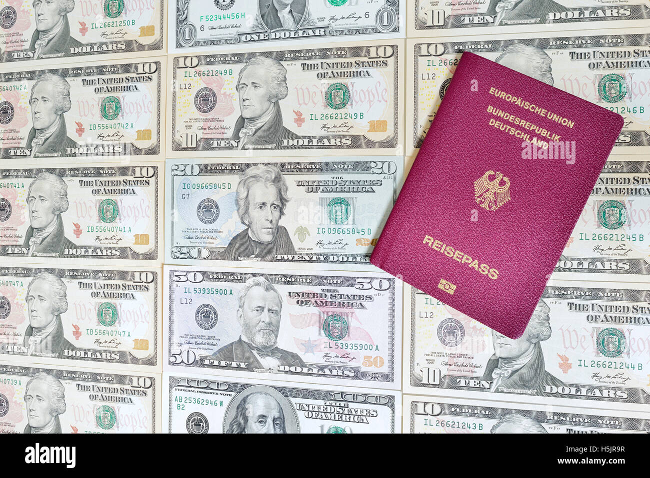 German Passport and US Dollar Bills Stock Photo - Alamy