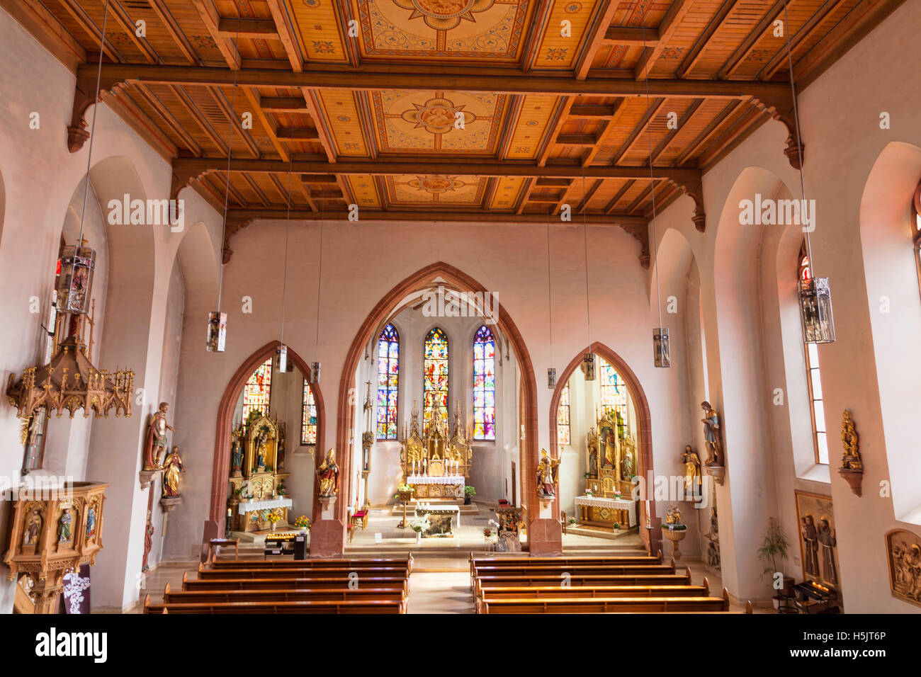 St.Michael church interior in the Pfalz in Southern Germany in wine ...