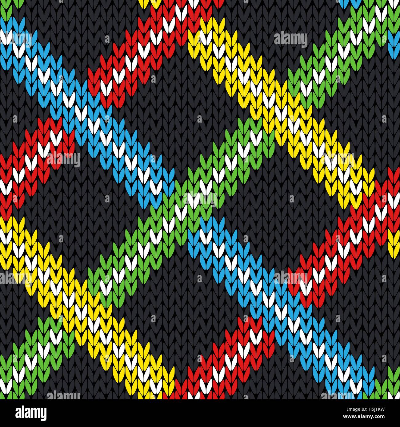 Seamless knitting geometrical vector pattern with various color lines ...