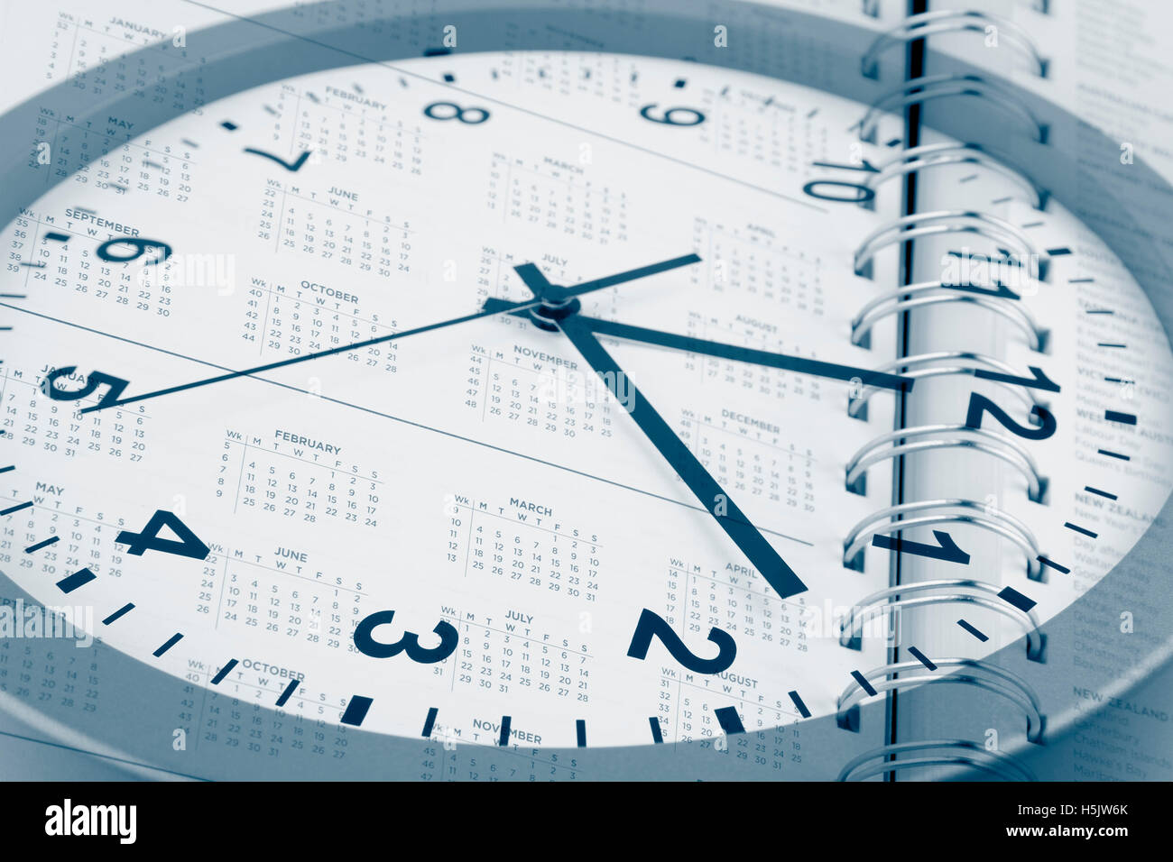 Clock face and diary calendar Stock Photo - Alamy