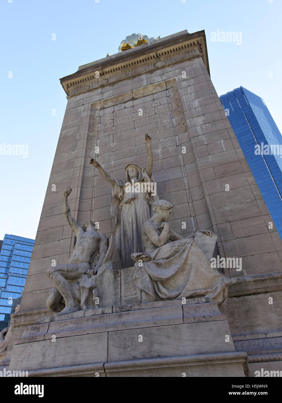 Spanish monument statue at Columbus circle at the corner of Central ...