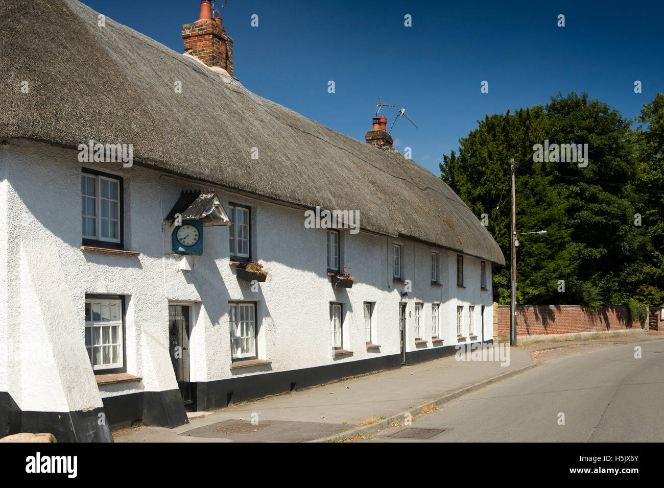 UK, England, Wiltshire, Netheravon, High Street, Clock House, terrace ...