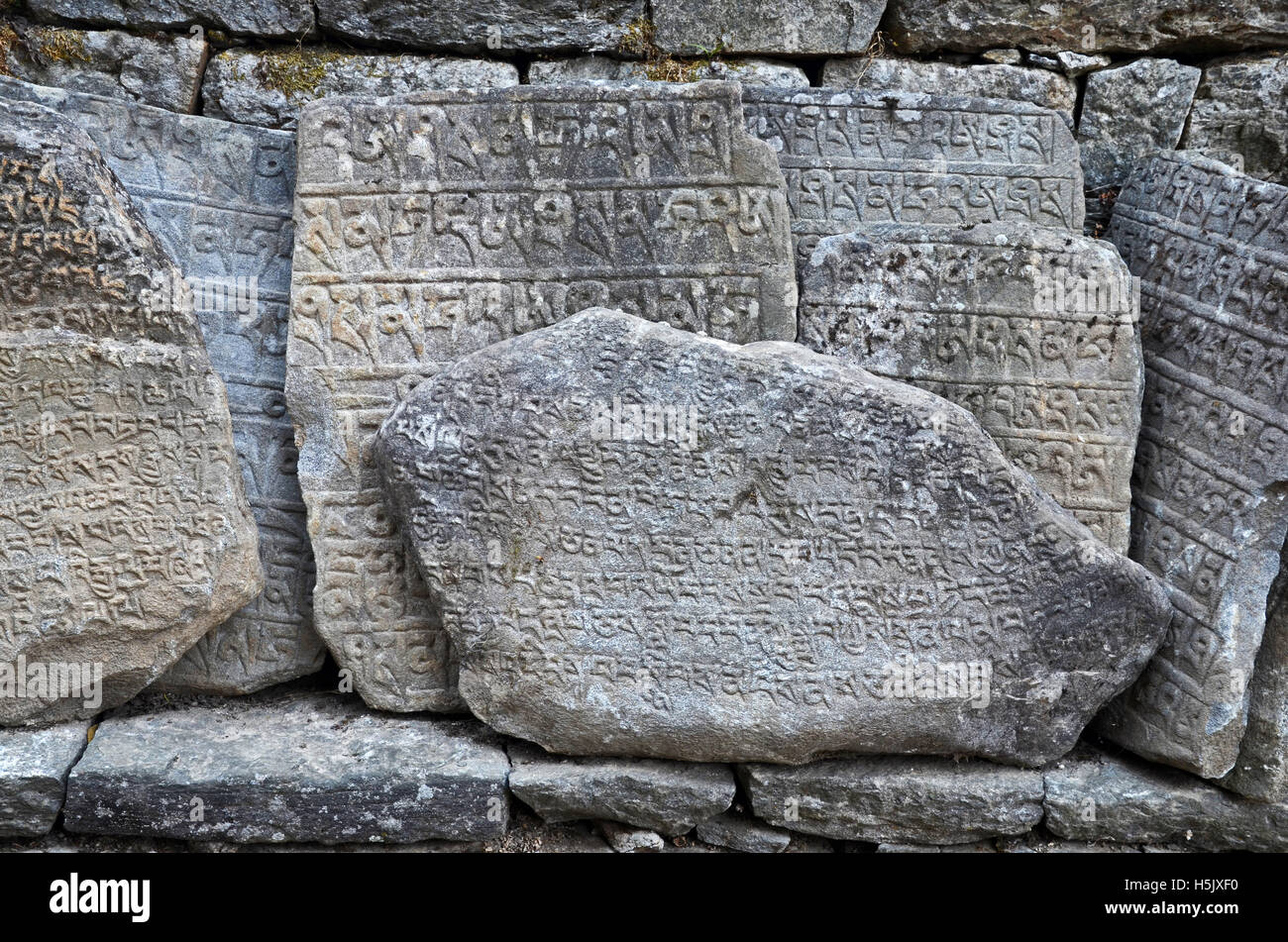 Mani stones, Solukhumbu, Nepal Stock Photo - Alamy