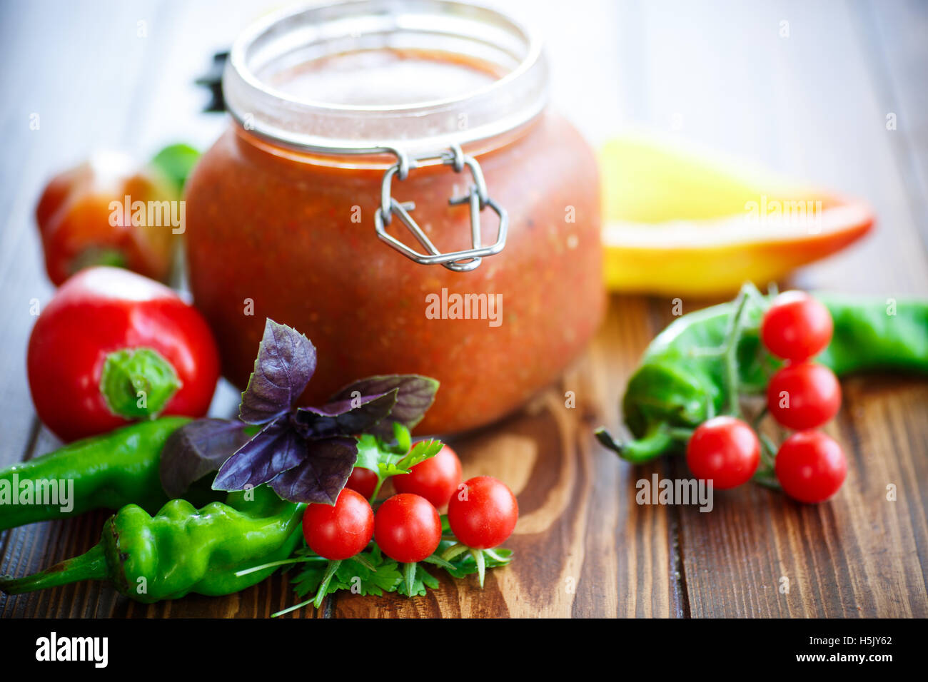 Adjika sauces from fresh vegetables Stock Photo - Alamy