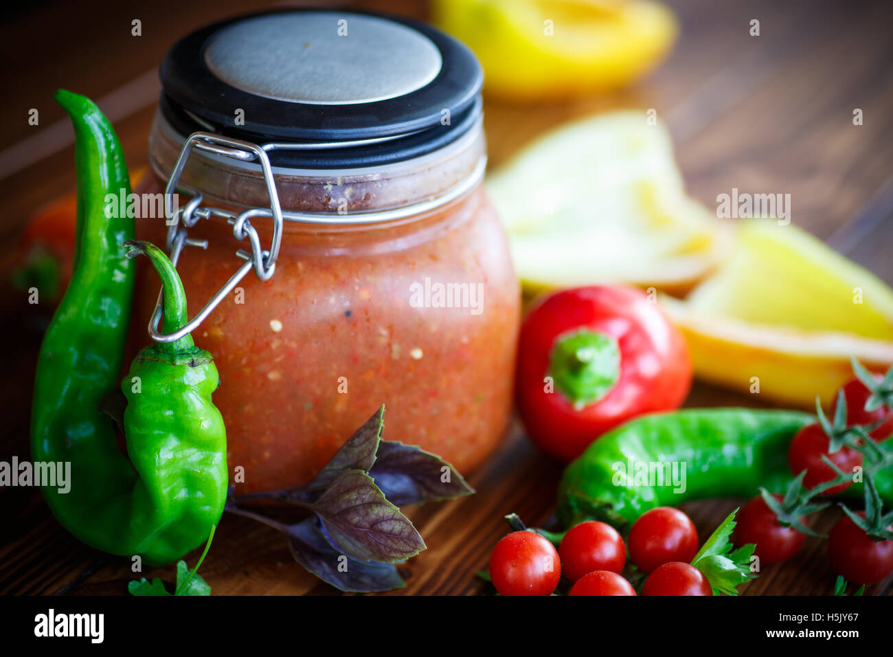 Adjika sauces from fresh vegetables Stock Photo - Alamy