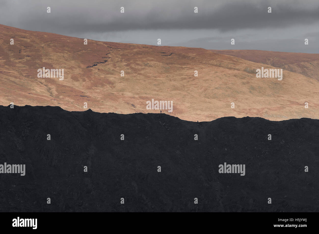 Walkers heading for High Street walk along Rough Crag above Blea Water ...