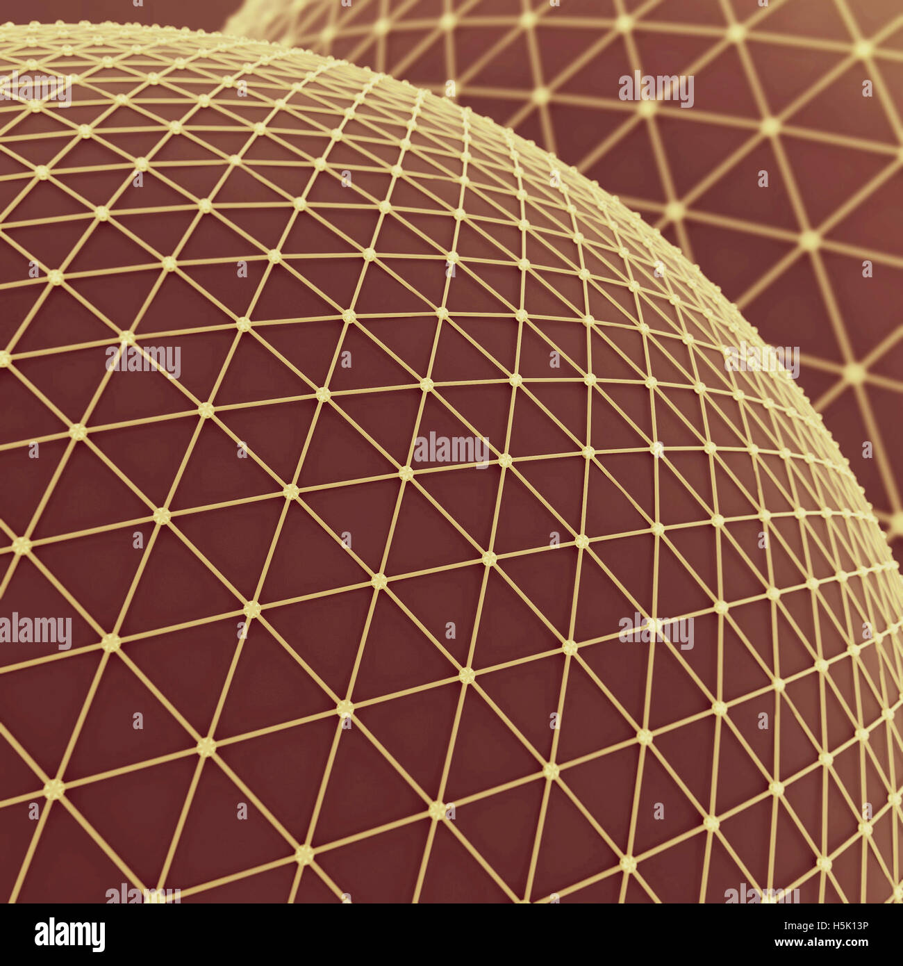 Large sphere over which a gold mesh. Global net communication connect ...