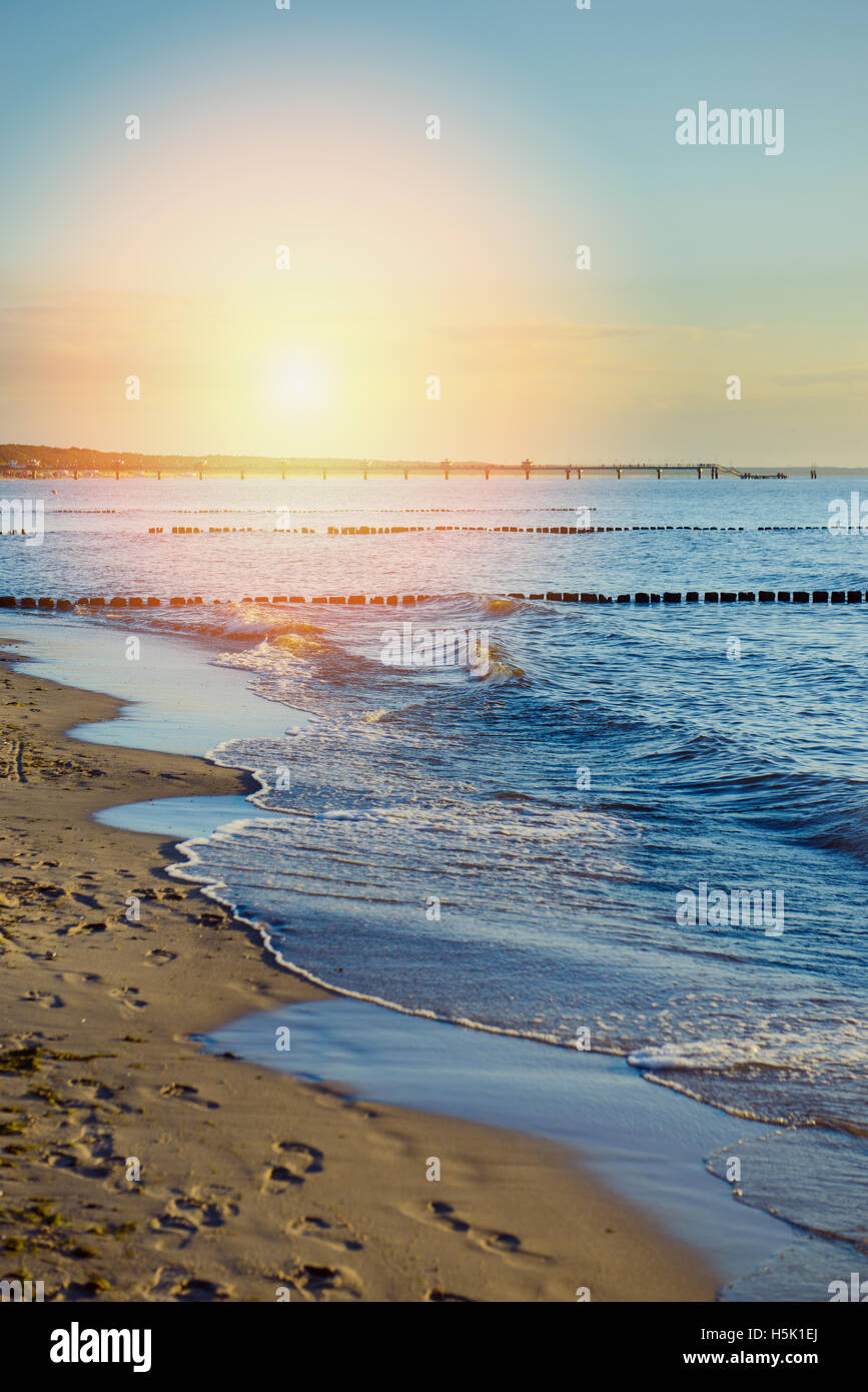 Breakwaters in the Baltic sea over the sunset in summer Stock Photo - Alamy