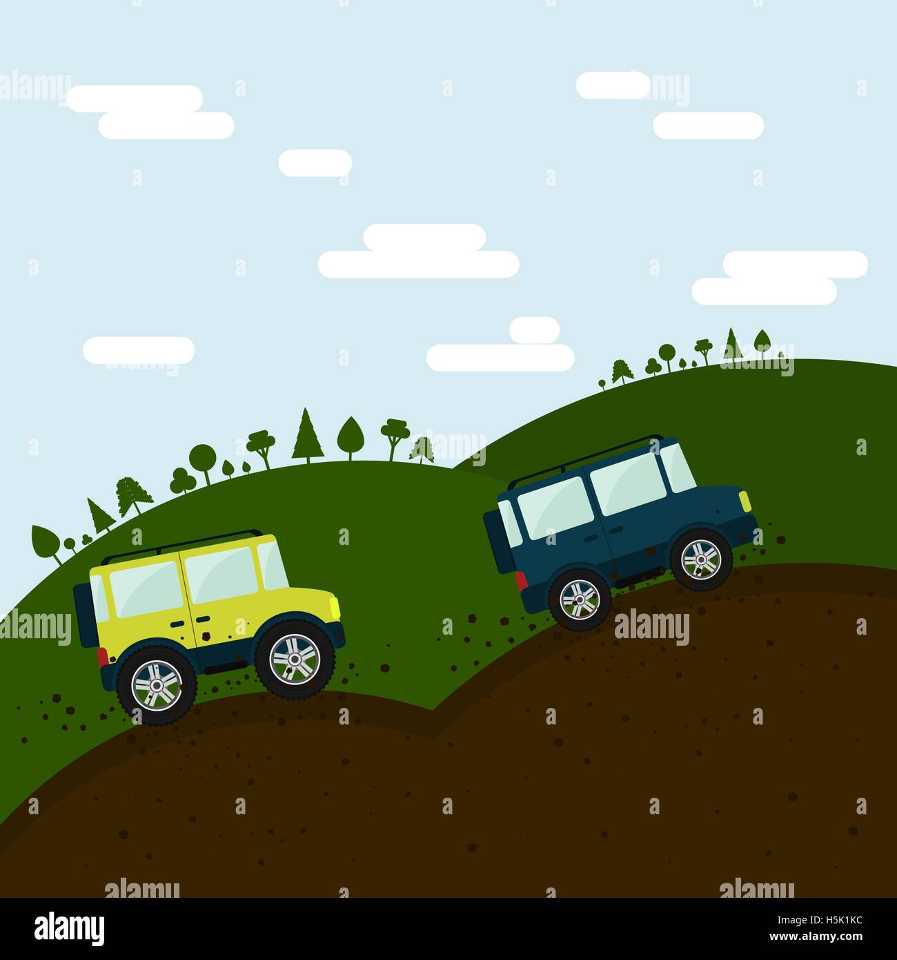 Mountain road trees rocky Stock Vector Images - Alamy