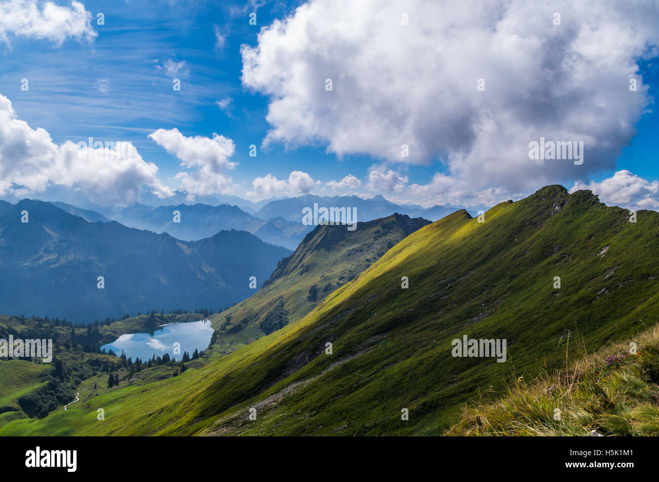 Lake Seealpsee in the Allgau Alps above of Oberstdorf, Germany Stock ...