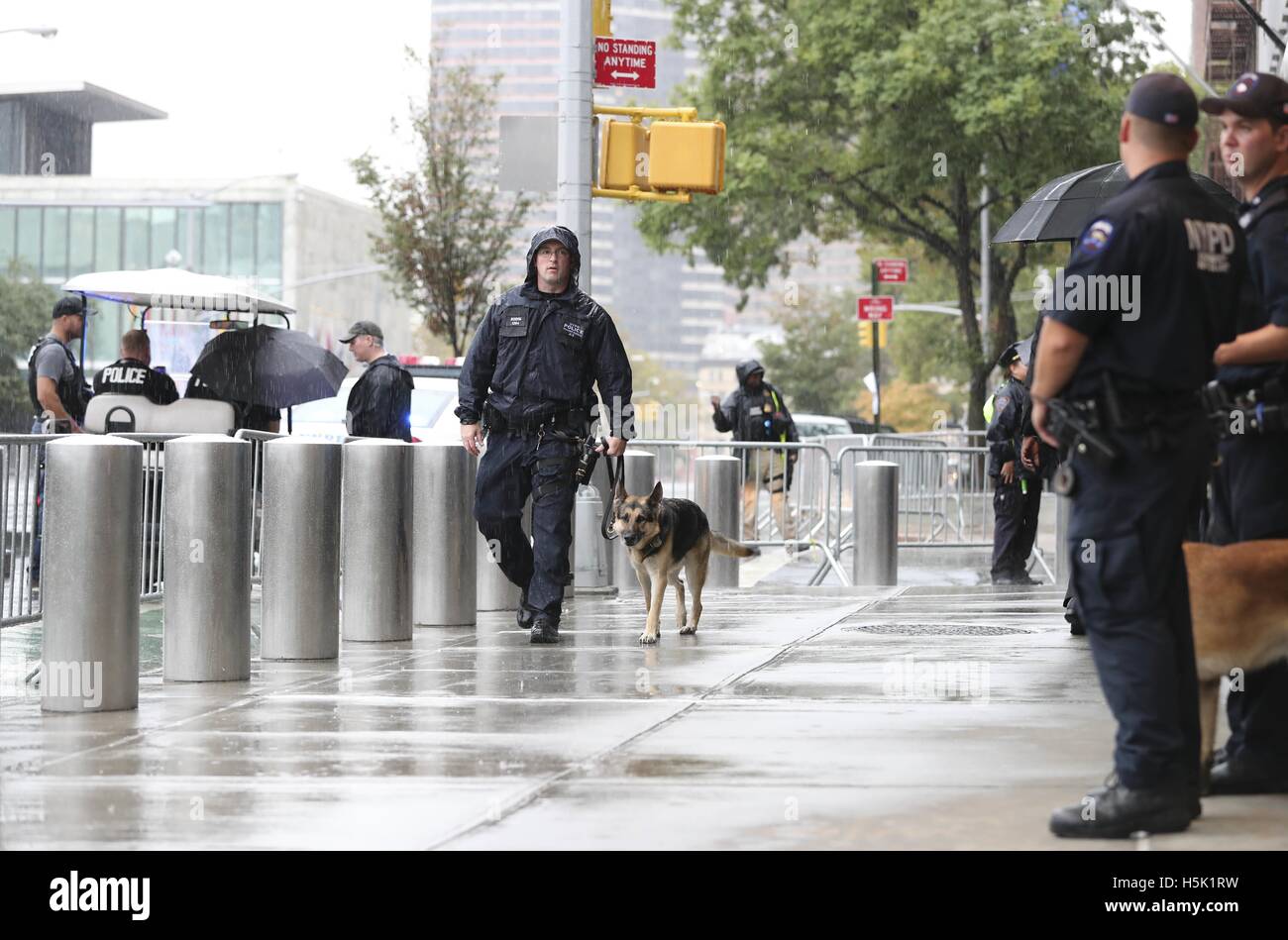 Police stand guard at a street near the United Nations headquarters in ...