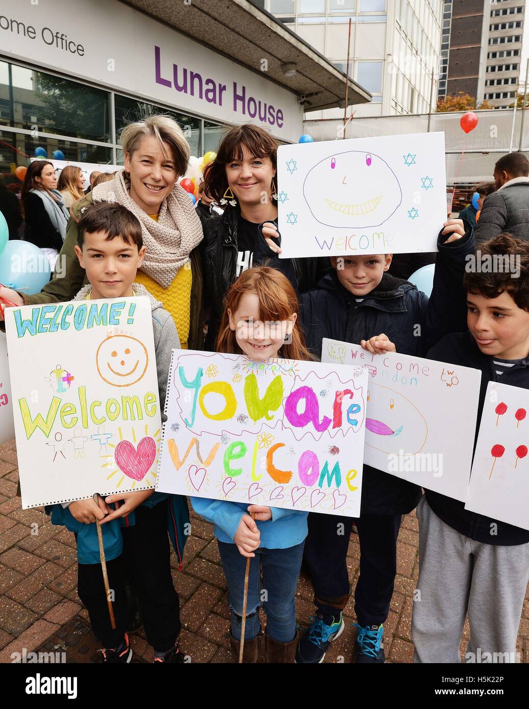 Citizens UK hold a 'refugees welcome' event outside Lunar House in ...