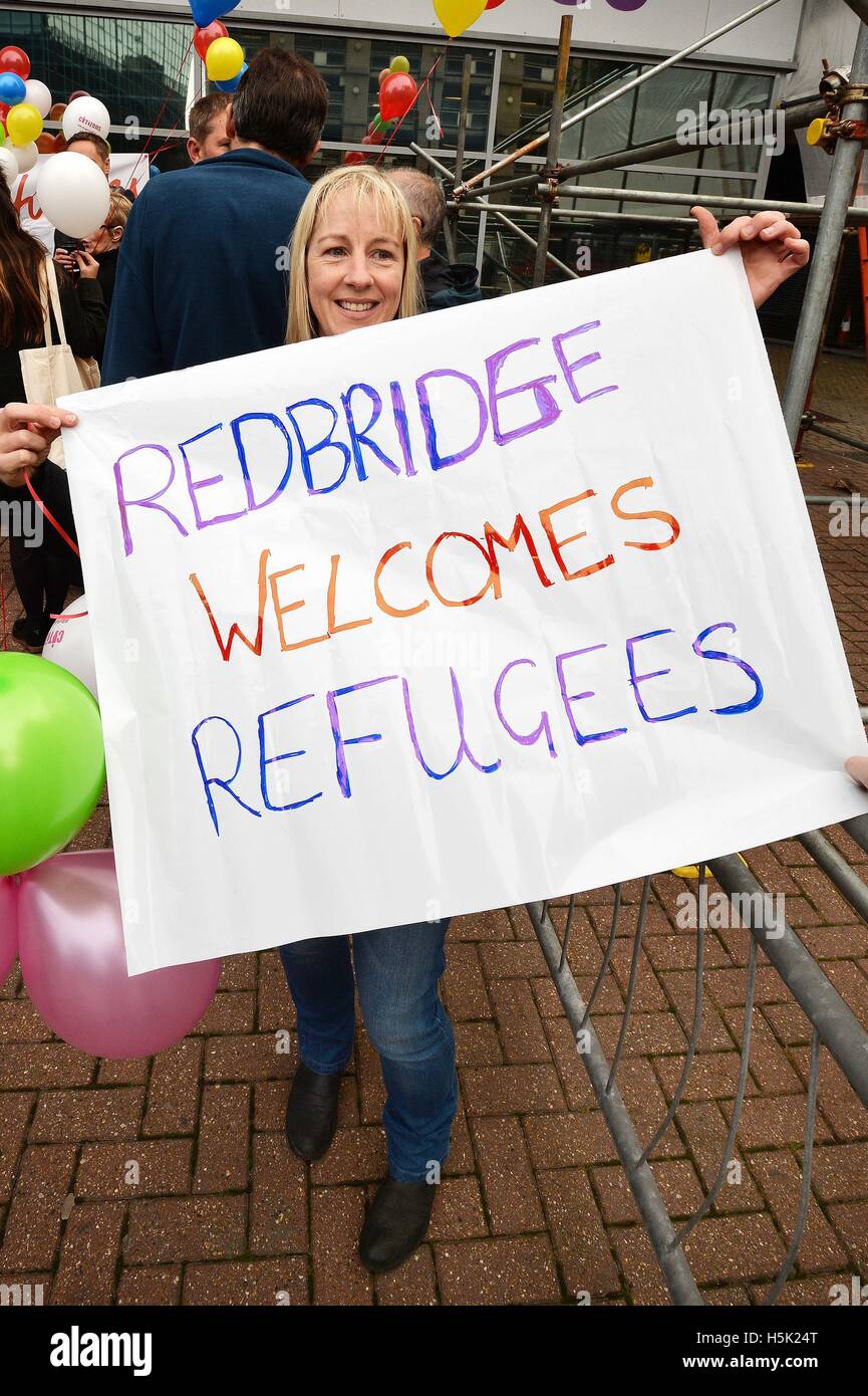 Citizens UK hold a 'refugees welcome' event outside Lunar House in ...