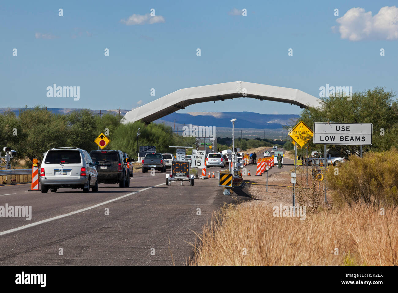 Tubac, Arizona - Motorists are stopped for a citizenship check at the ...
