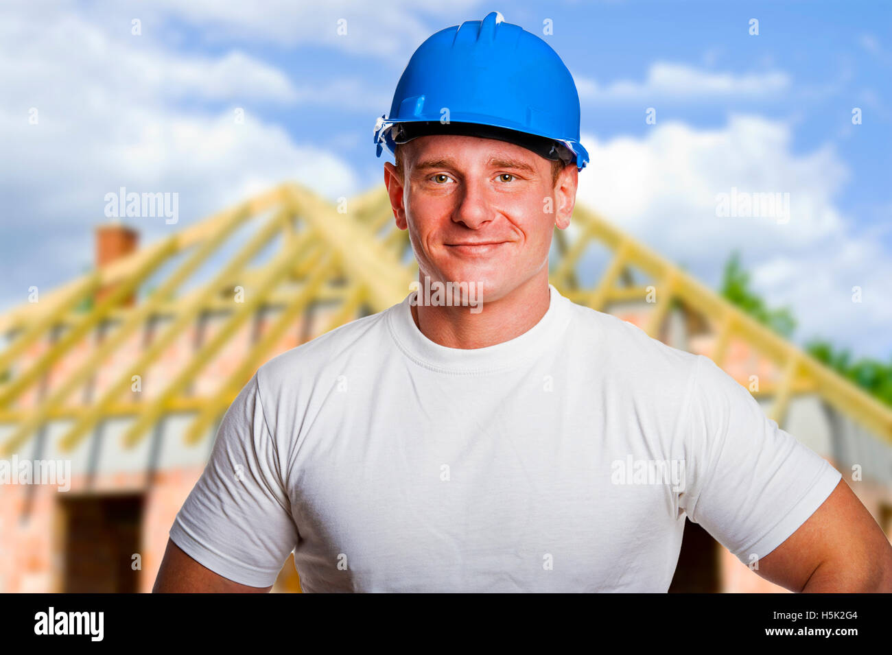 Worker with tools. Construction and house renovation concept Stock ...