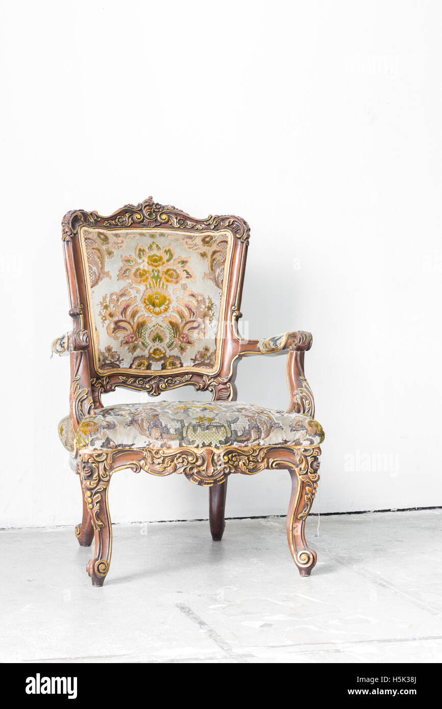 Vintage classical style Chair in white room Stock Photo - Alamy