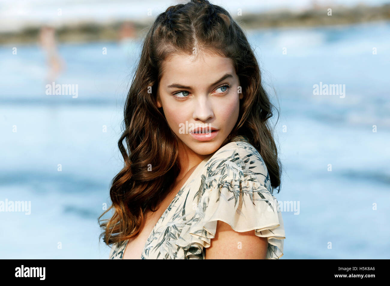VENICE, ITALY - AUGUST 30: Model Barbara Palvin poses on the beach ...