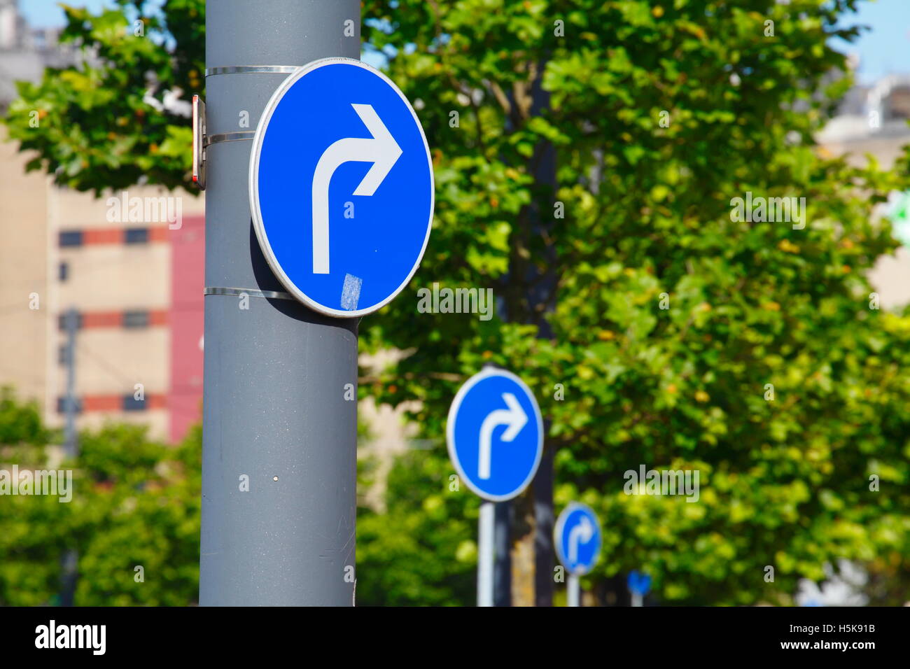 Turn right traffic signs, Bremen, Germany Stock Photo - Alamy