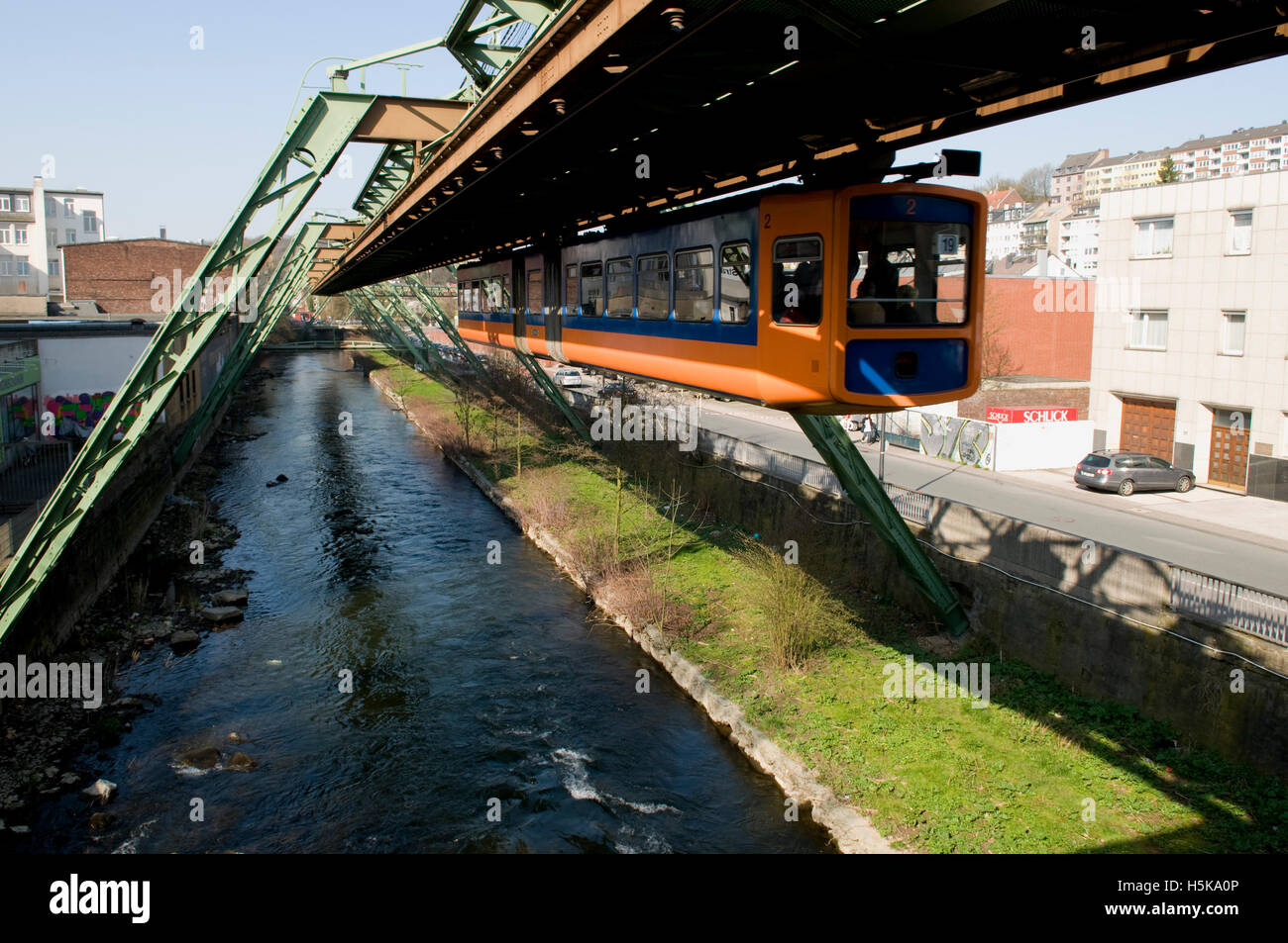 Schwebebahn, suspended monorail, Wuppertal, Bergisches Land, North ...