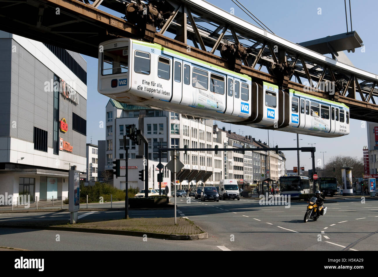 Schwebebahn, suspended monorail, Wuppertal, Bergisches Land, North ...