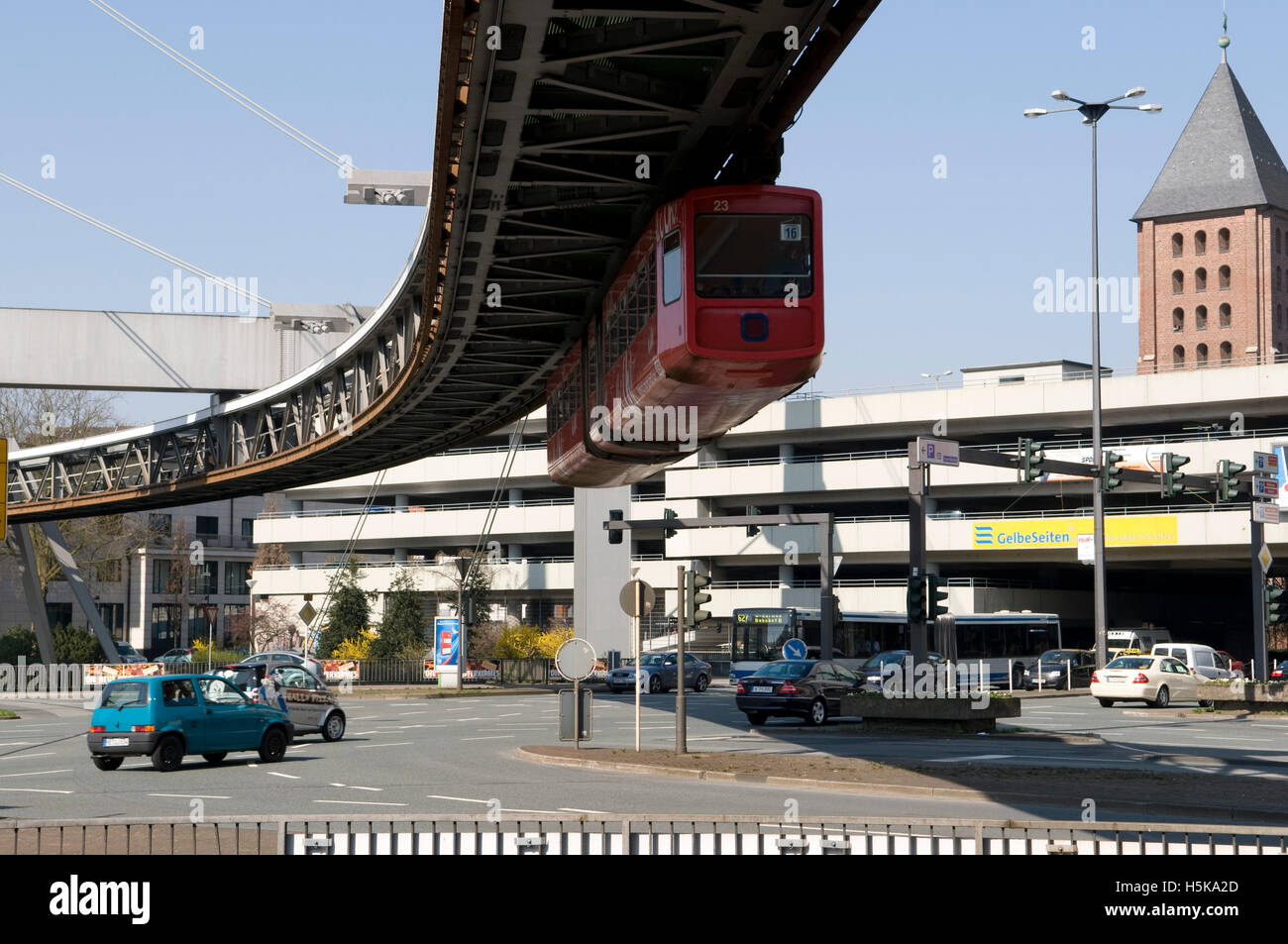 Schwebebahn, suspended monorail, Wuppertal, Bergisches Land, North ...