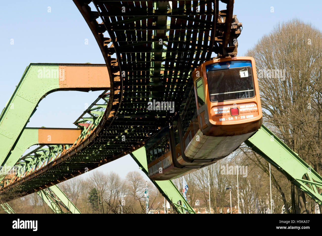 Schwebebahn, suspended monorail, Wuppertal, Bergisches Land, North ...