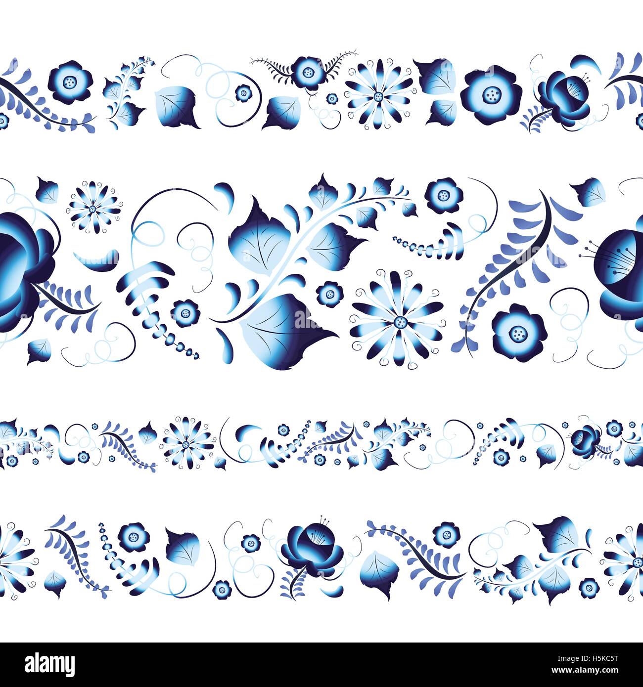 Set of seamless borders with russian traditional gzhel pattern Stock ...