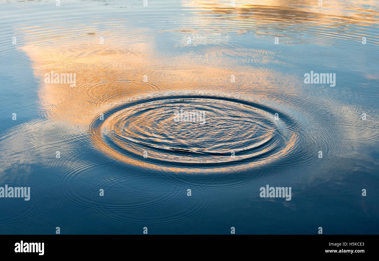 Water ripples and cloud reflections at sunrise in Scotland Stock Photo ...