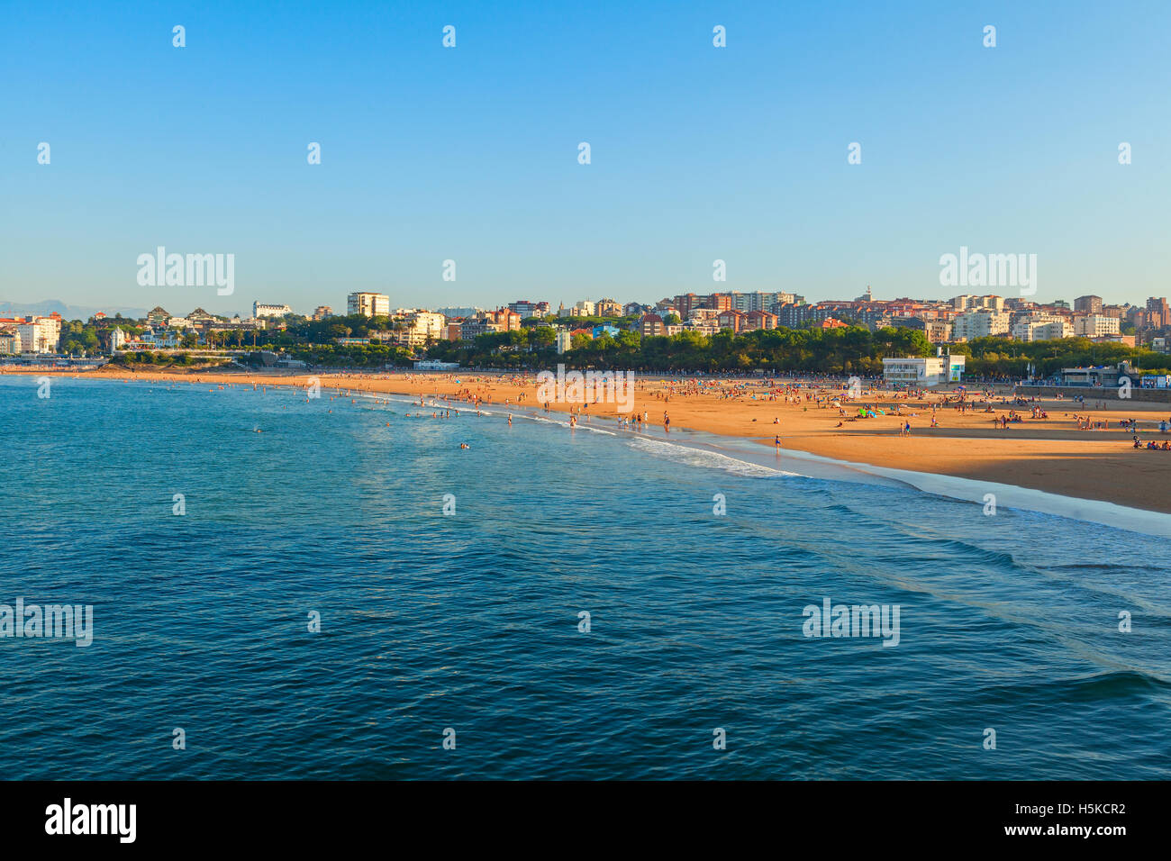 beach view in the city of santander on sunset Stock Photo - Alamy