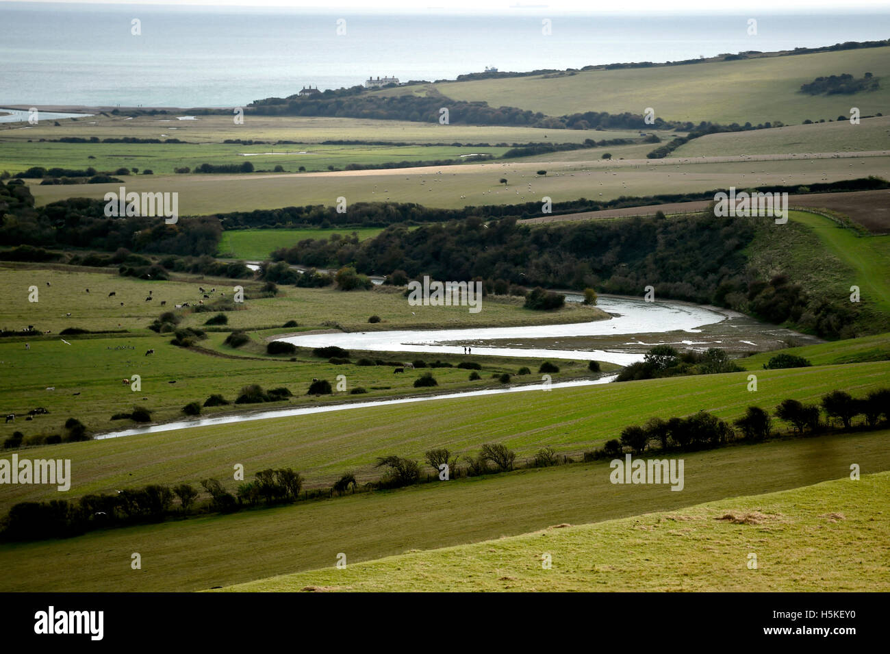 Cuckmere Haven lies on the coast and is an area of flood plains where ...