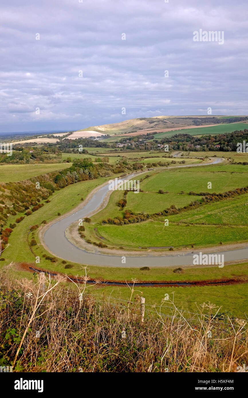 Cuckmere Haven lies on the coast and is an area of flood plains where ...