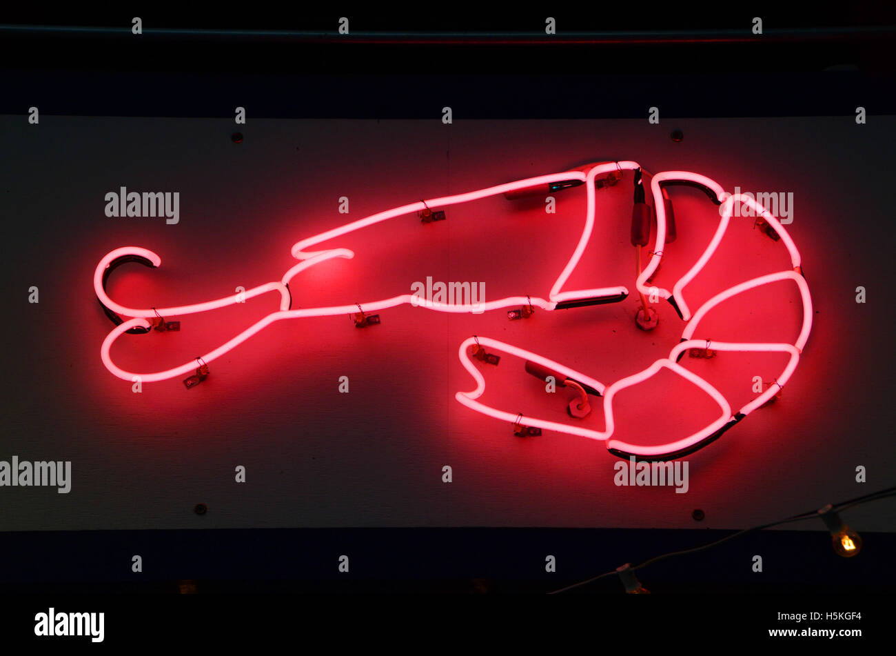 neon shrimp sign brooklyn new york usa simon leigh Stock Photo - Alamy