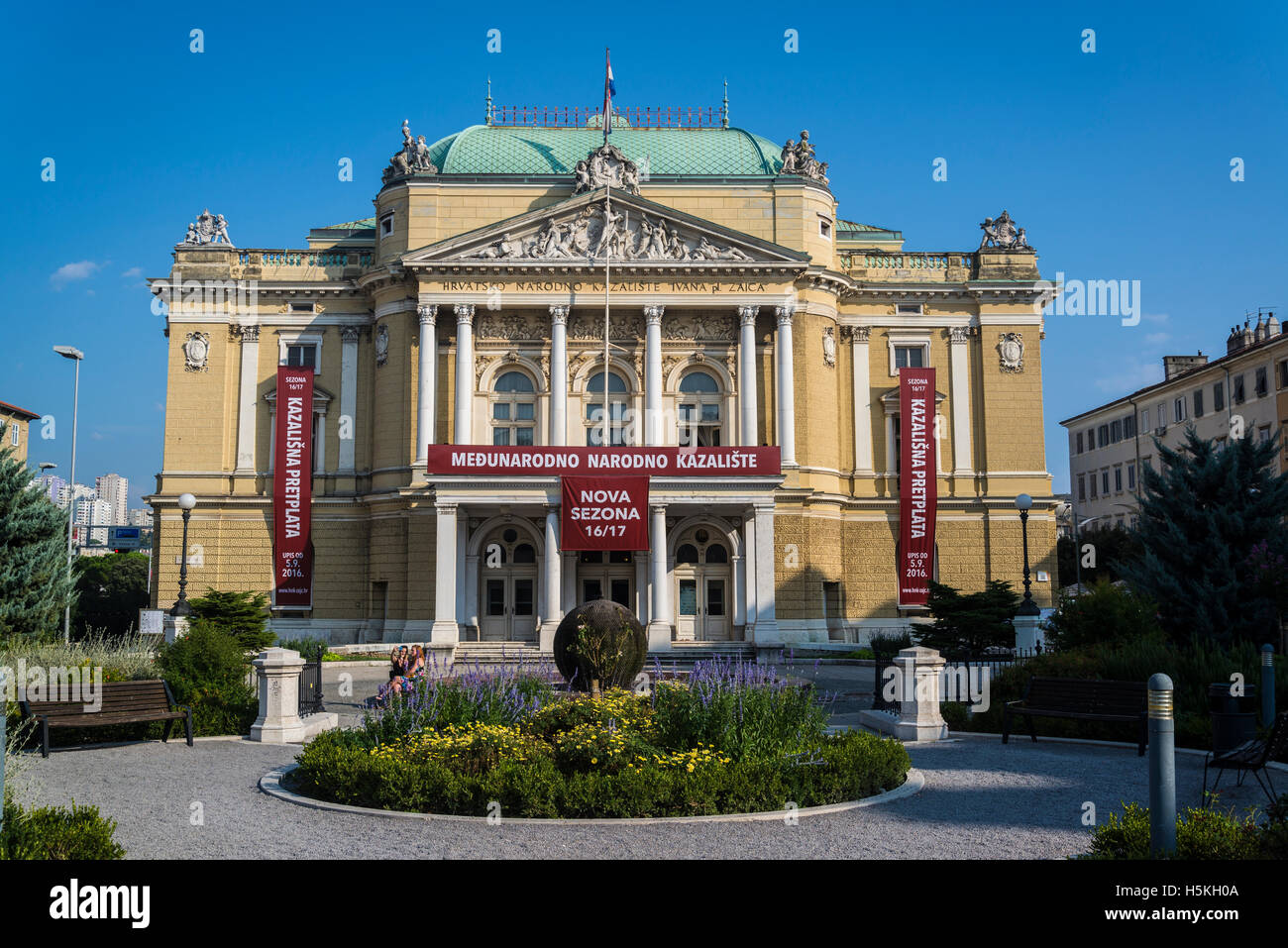 Croatian National Theatre Ivan pl. Zajc, a neo-classical building, Rijeka, Croatia Stock Photo ...