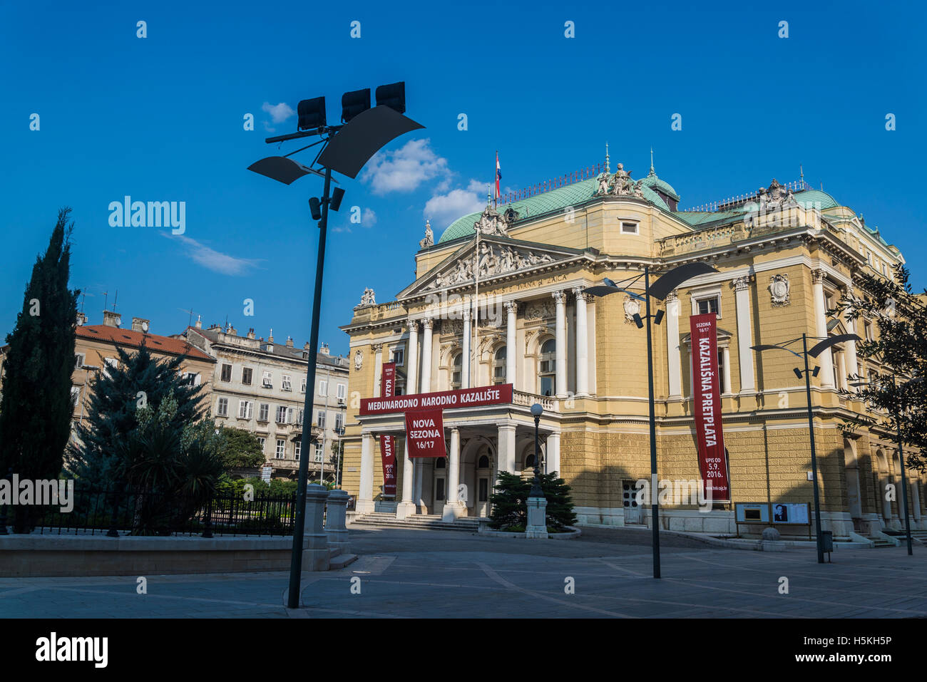 Croatian National Theatre Ivan pl. Zajc, a neo-classical building, Rijeka, Croatia Stock Photo ...