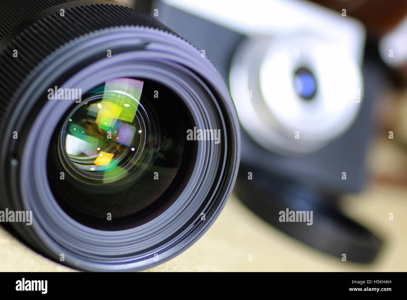 Lens flare retro camera Stock Photo - Alamy